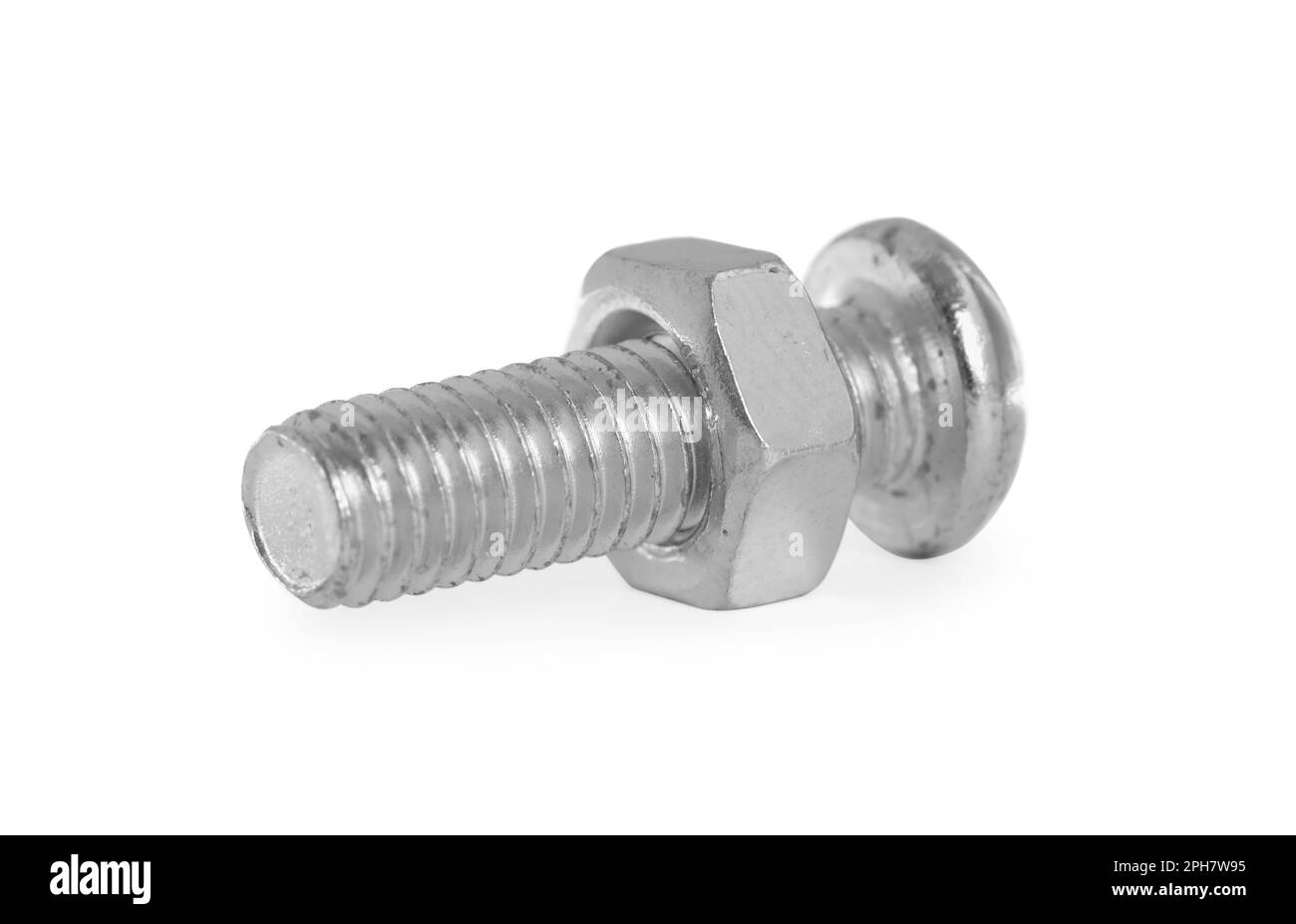 Metal bolt with hex nut isolated on white Stock Photo - Alamy