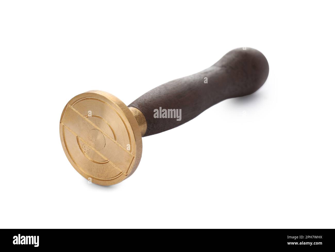 Stamp with wooden handle isolated on white Stock Photo - Alamy
