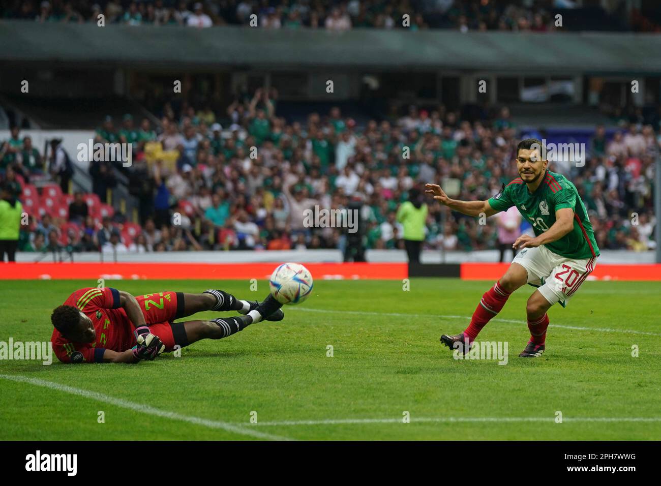 Jamaica's goalkeeper Jahmali Waite, left, makes a save in front of ...