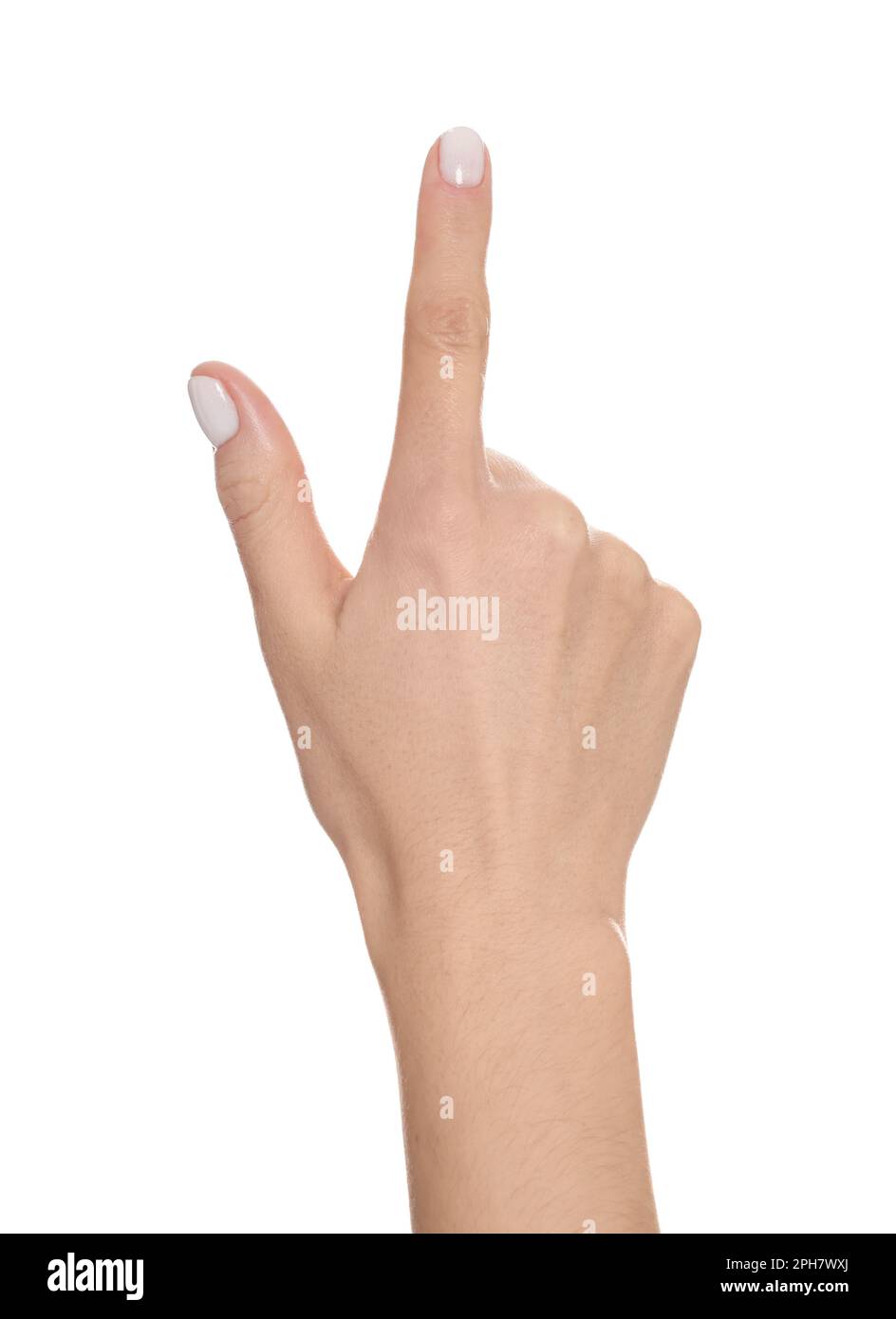 Woman hand pointing right thumb hi-res stock photography and images - Alamy