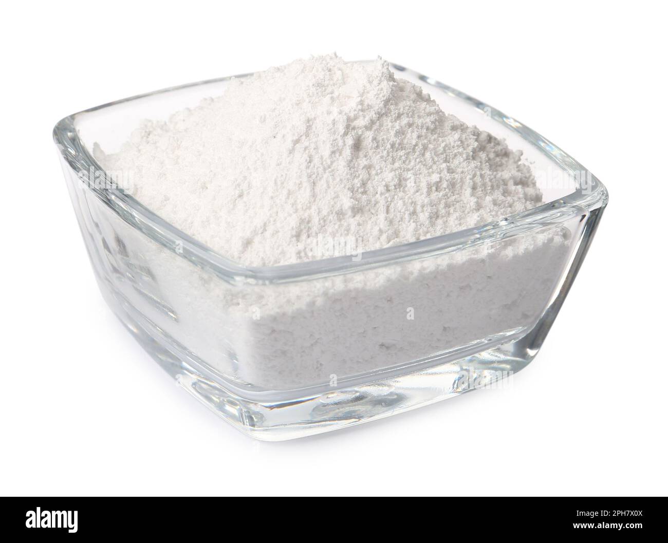 Glass bowl of tooth powder on white background Stock Photo - Alamy