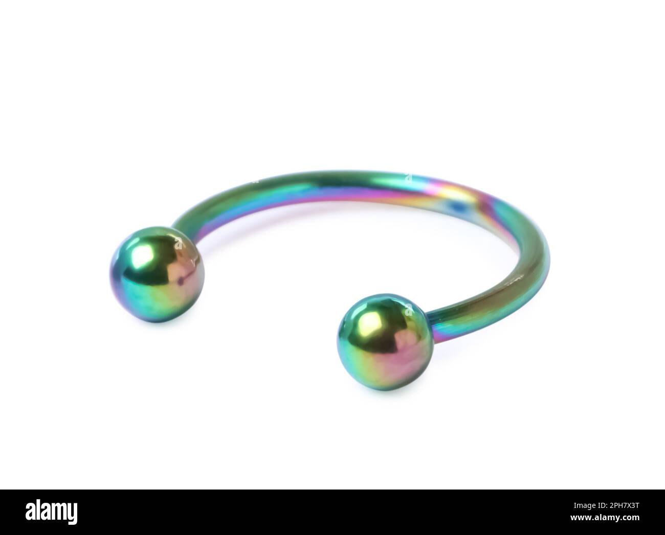 Piercing jewelry. Circular barbell isolated on white Stock Photo - Alamy