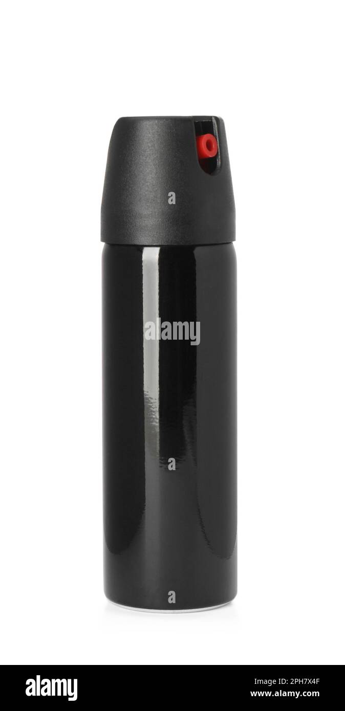 Bottle of gas pepper spray on white background Stock Photo - Alamy