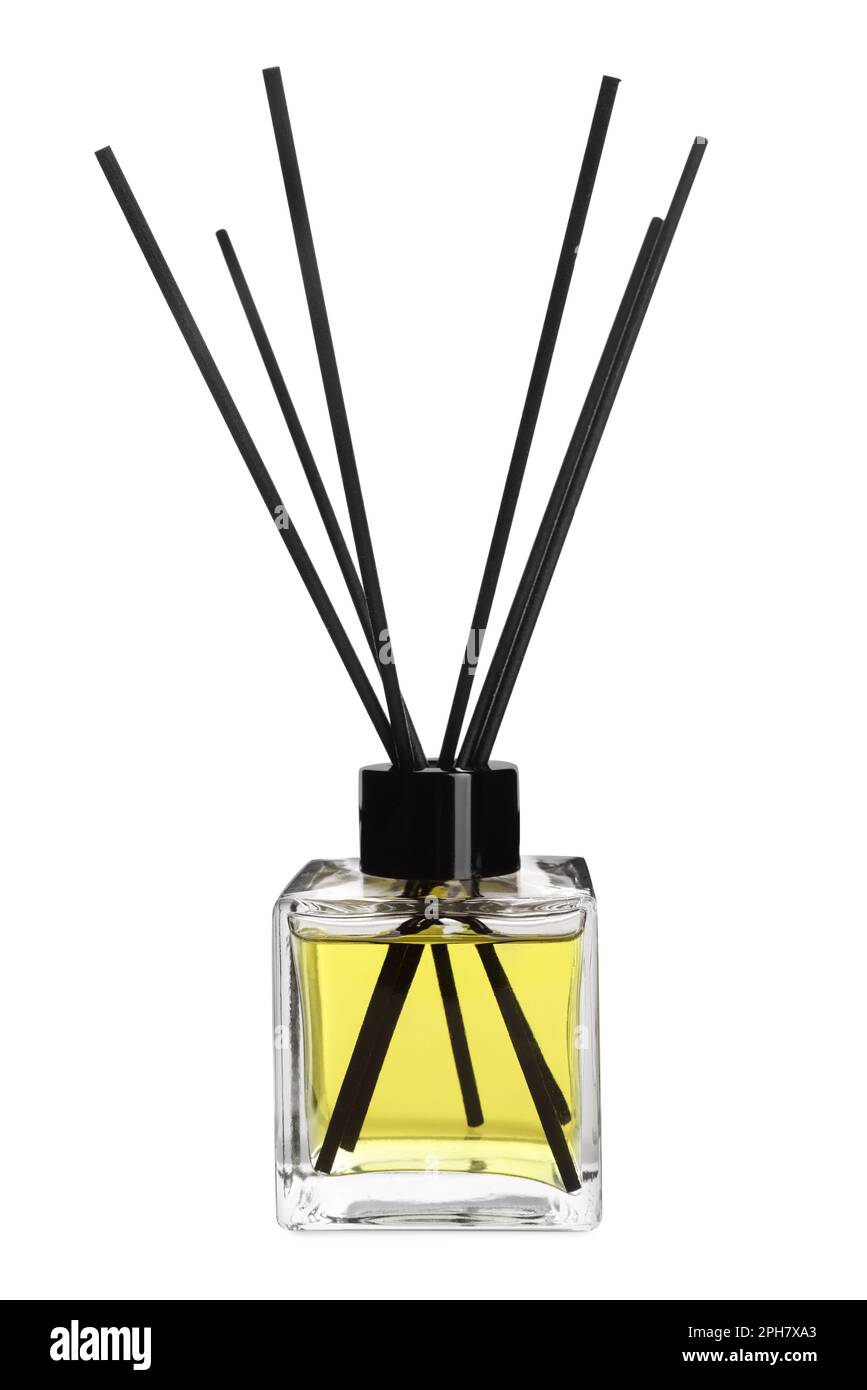 Aromatic reed air freshener isolated on white Stock Photo - Alamy