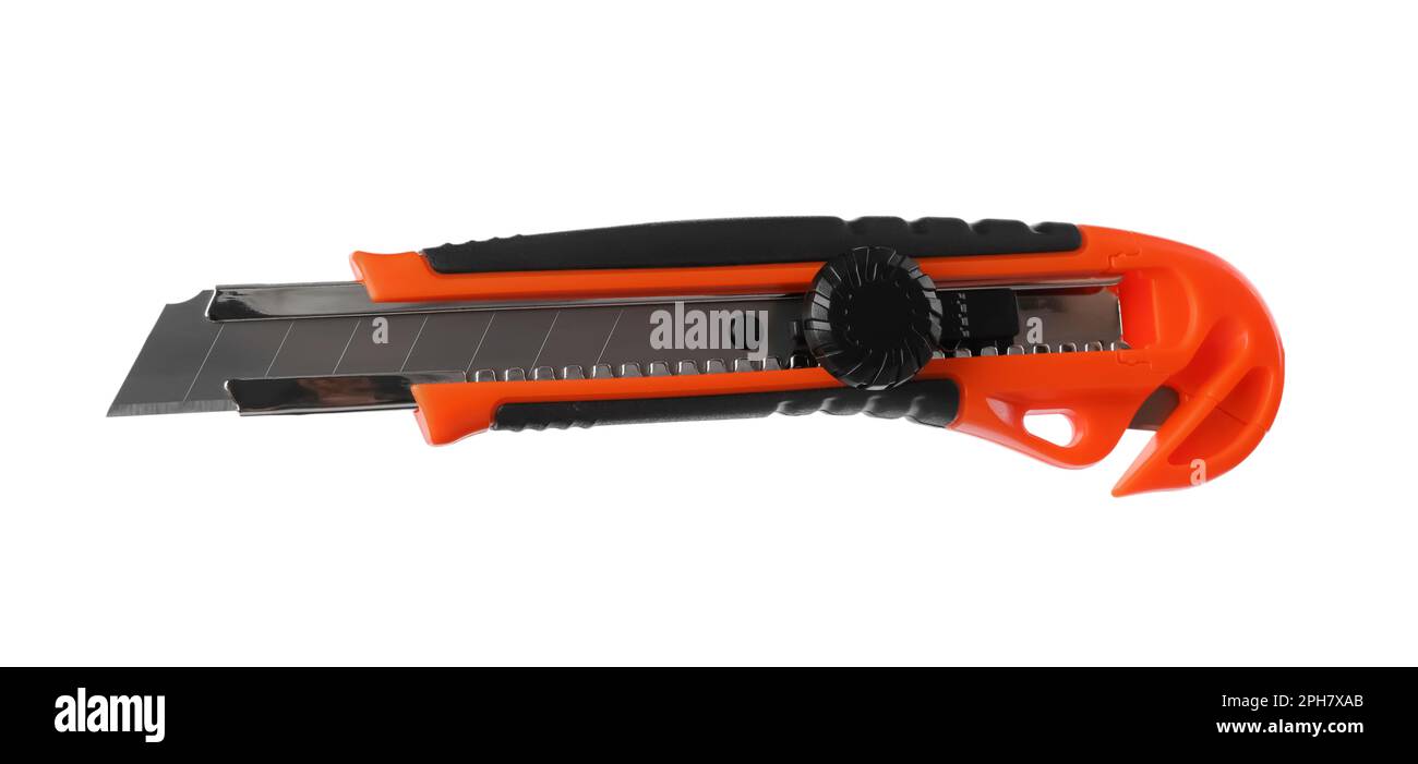 Orange utility knife isolated on white. Construction tool Stock Photo ...