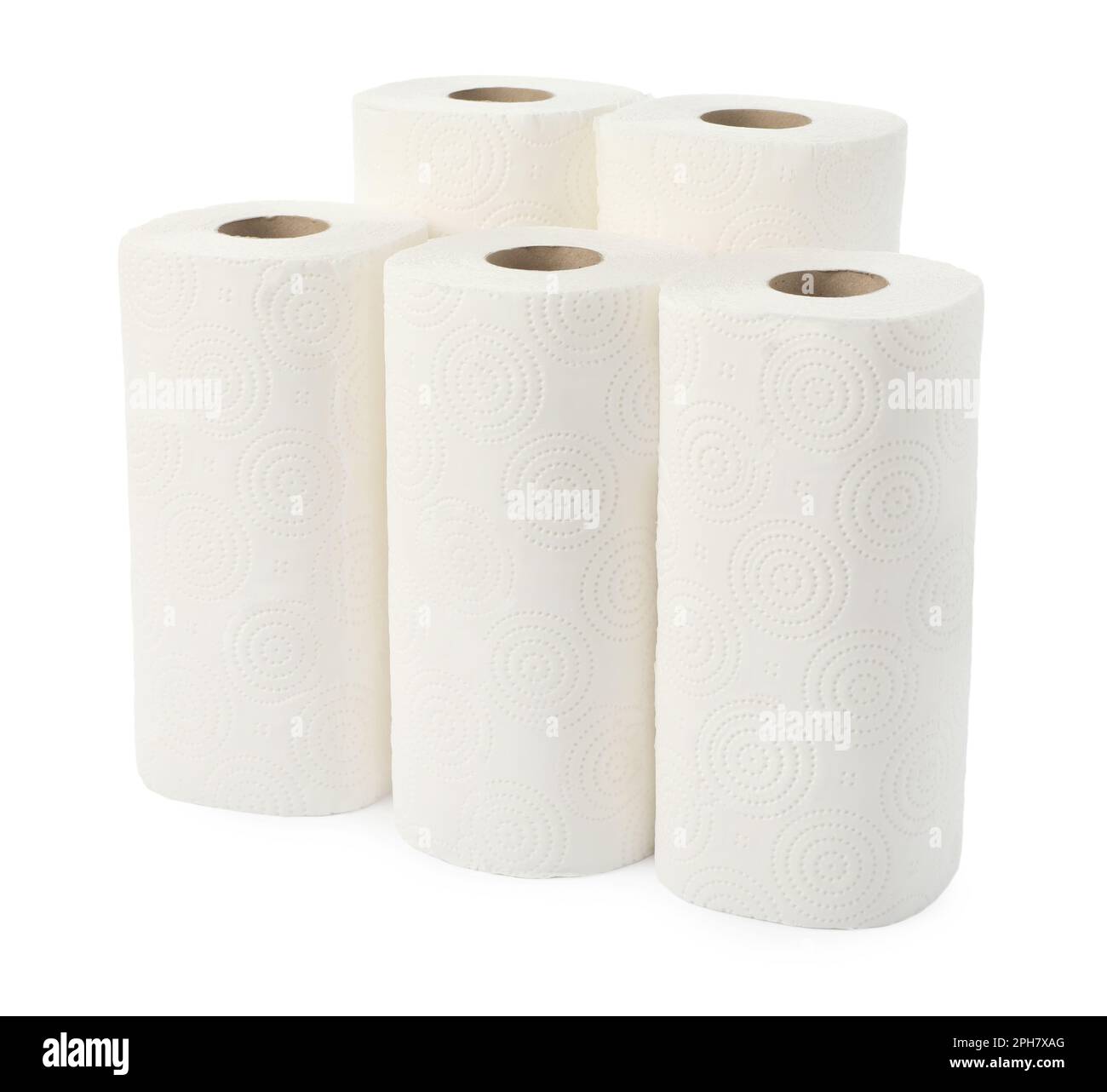Rolls of paper towels isolated on white Stock Photo - Alamy