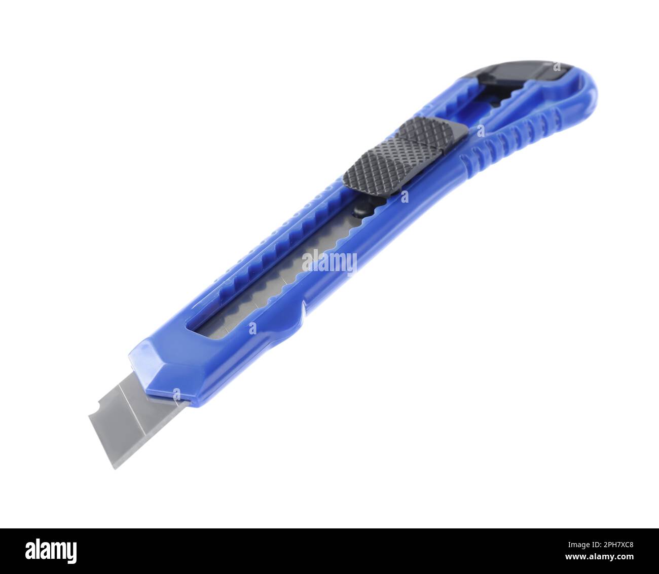 Blue utility knife isolated on white. Construction tool Stock Photo - Alamy