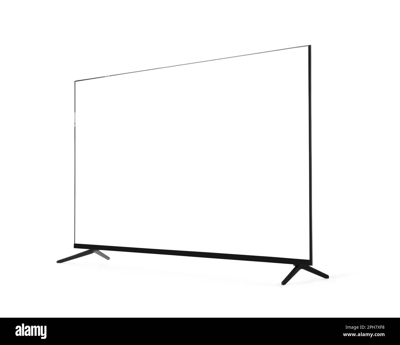 Wide TV with blank screen isolated on white Stock Photo - Alamy