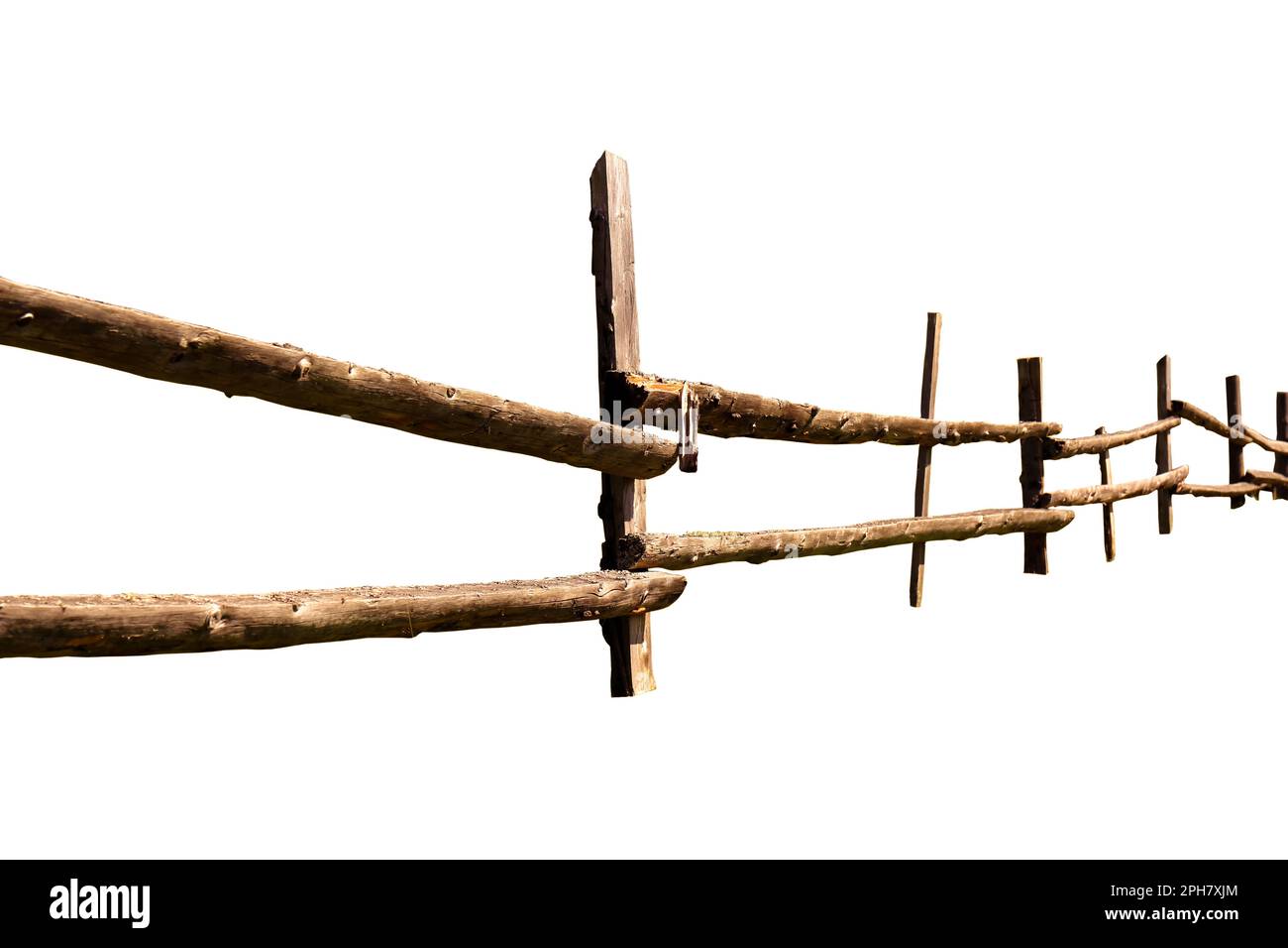 Wooden fence made of old timber isolated on white Stock Photo - Alamy