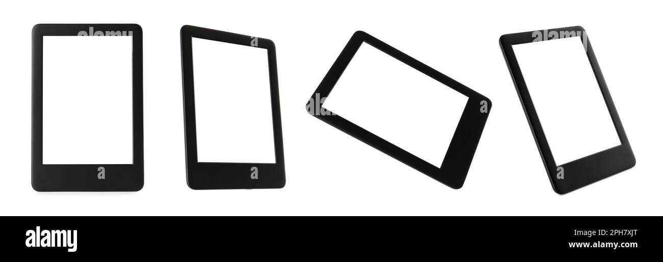 Set with ebook readers on white background. Banner design Stock Photo ...