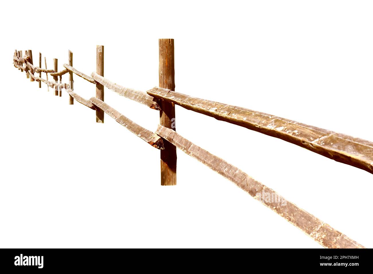 Wooden fence made of old timber isolated on white Stock Photo - Alamy