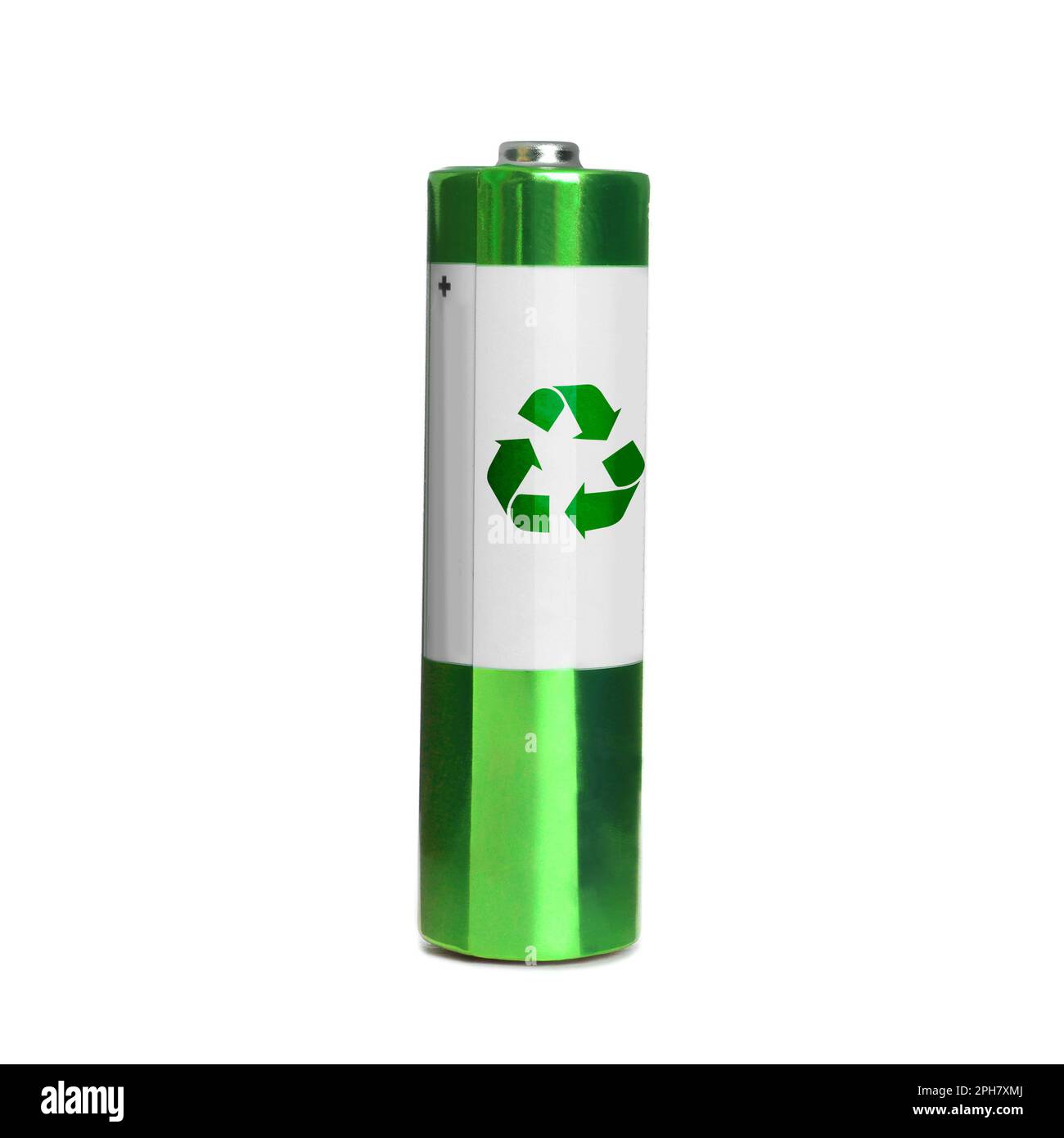 Battery with recycle symbol isolated on white Stock Photo - Alamy