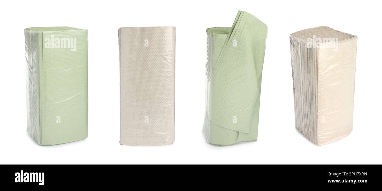 Set of paper towels on white background. Banner design Stock Photo - Alamy