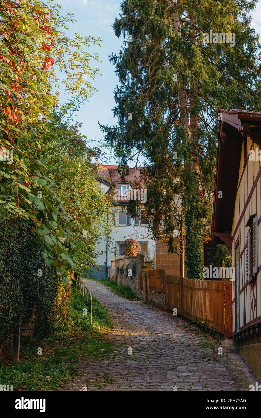 The Old Fachwerk houses in Germany. Scenic view of ancient medieval ...