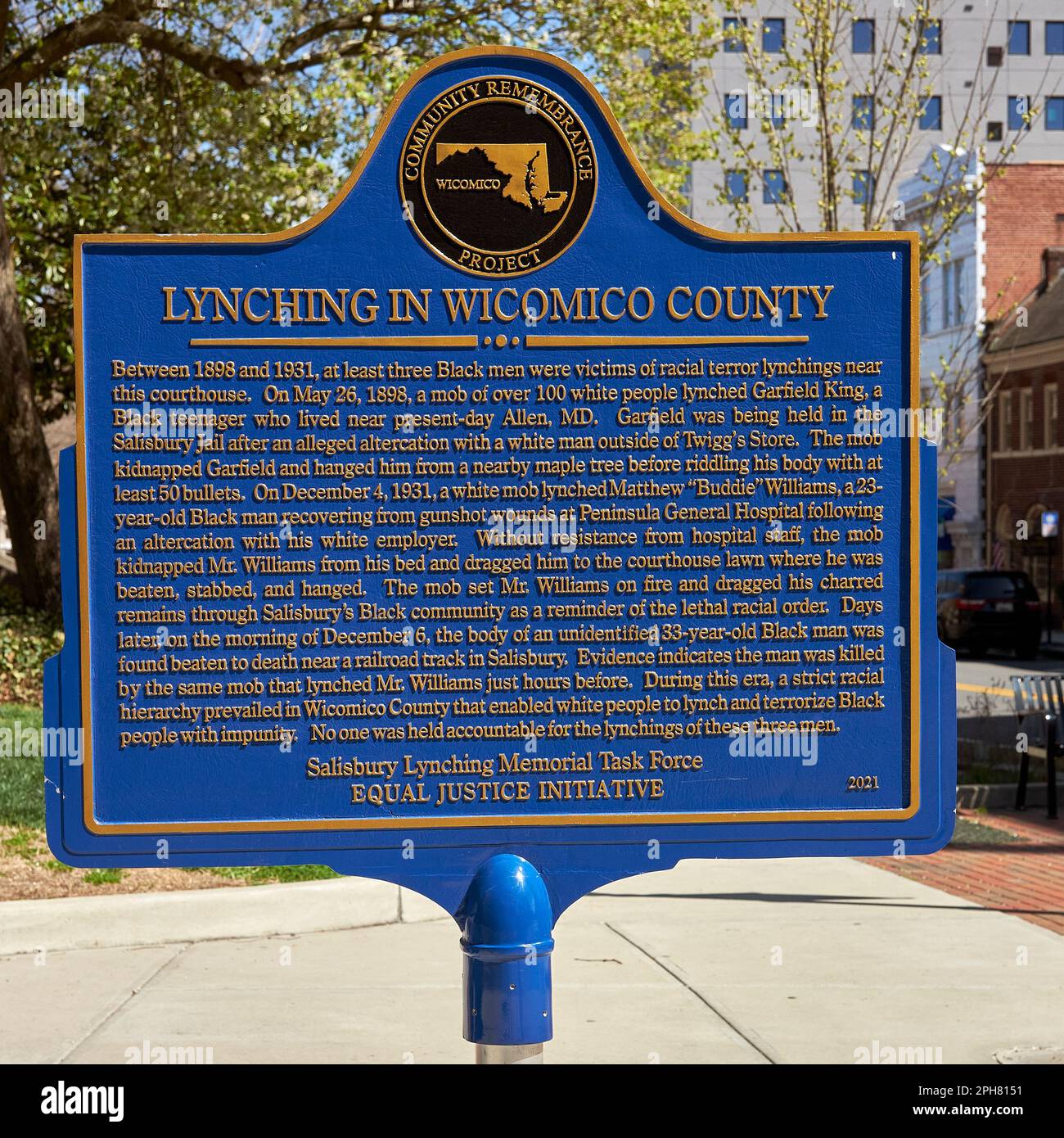 An historical marker in downtown Salisbury, Maryland discusses the ...