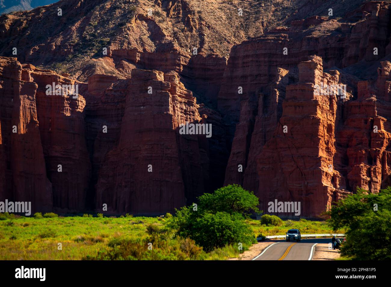 Tourist attraction Los Castillos at Quebrada de Cafayate, on the scenic ...