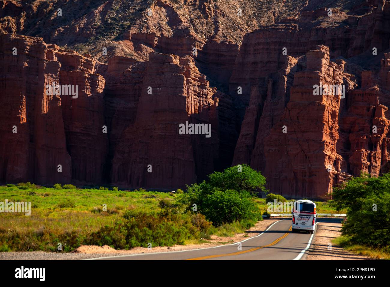 Tourist attraction Los Castillos at Quebrada de Cafayate, on the scenic ...