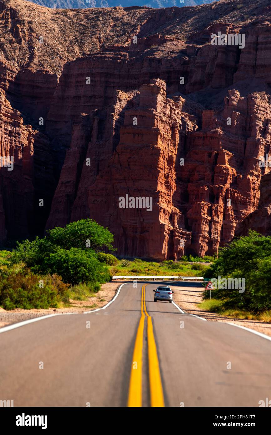 Tourist attraction Los Castillos at Quebrada de Cafayate, on the scenic ...