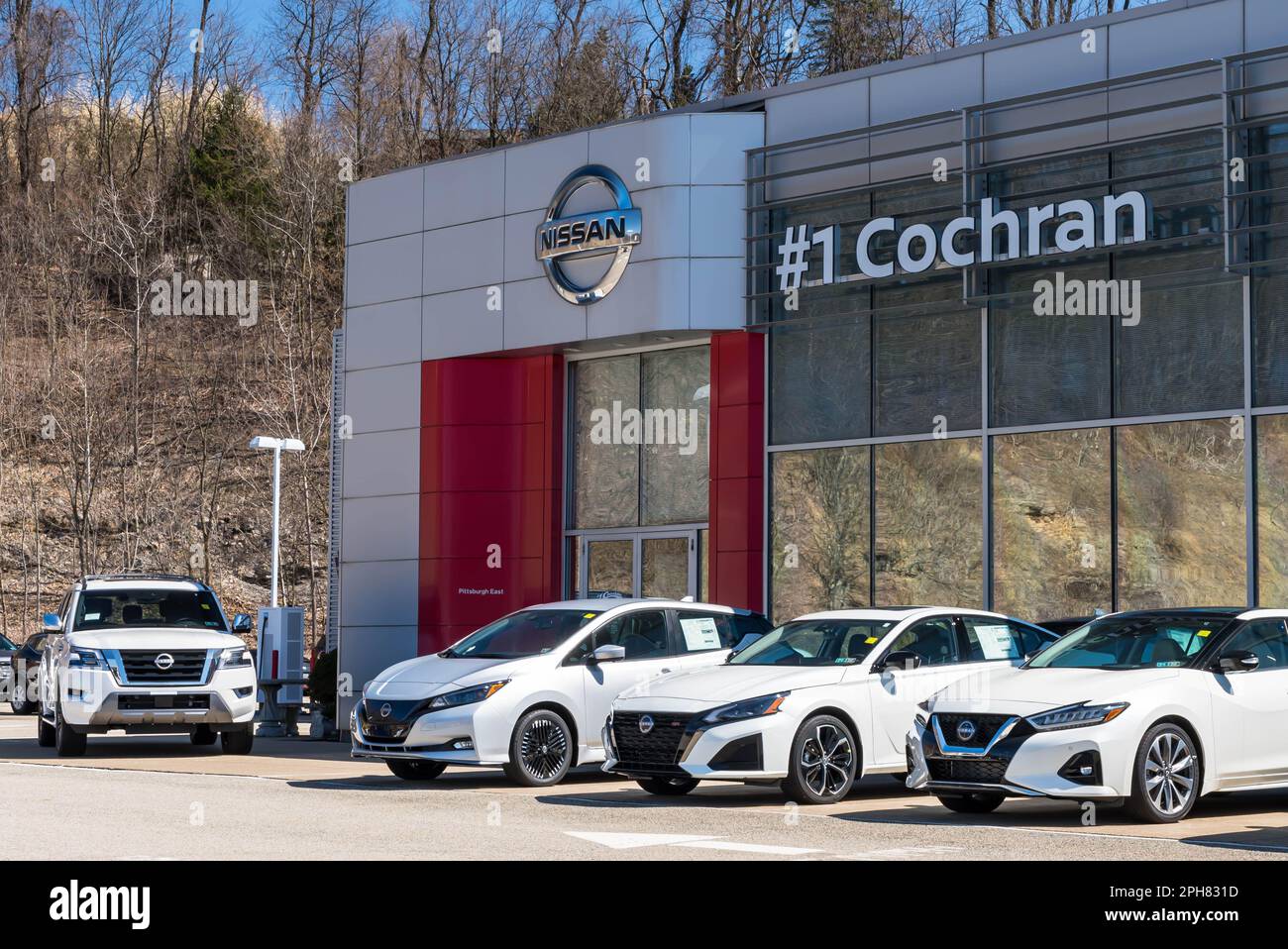 New Nissan vehicles in front of the #1 Cochran dealership in Wilkins ...