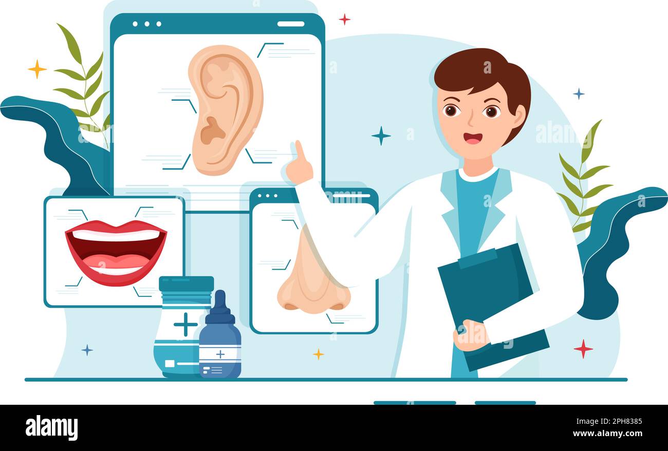 Otorhinolaryngologist Illustration with Medical Relating to the Ear ...