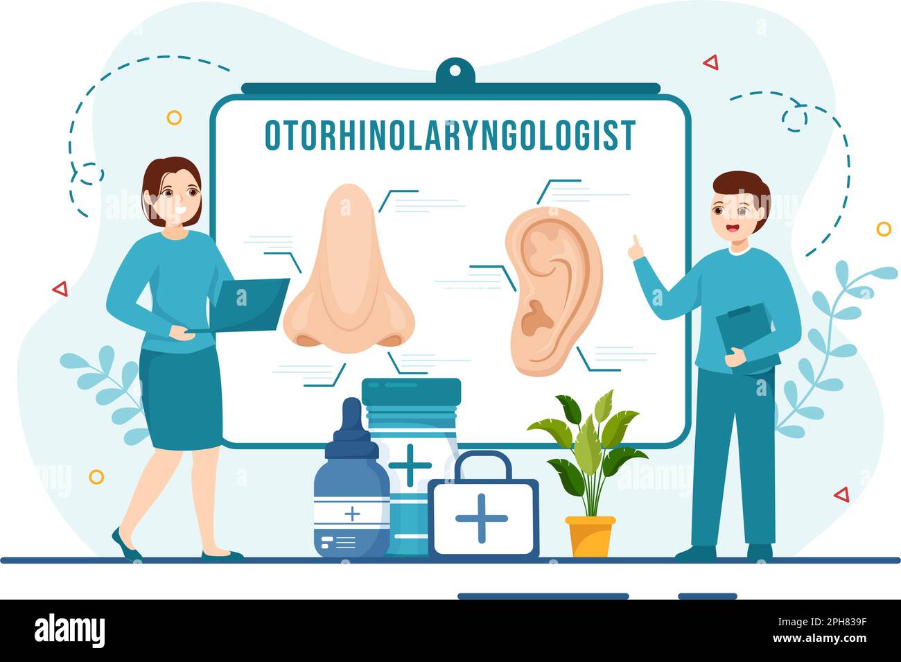 Otorhinolaryngologist Illustration with Medical Relating to the Ear ...