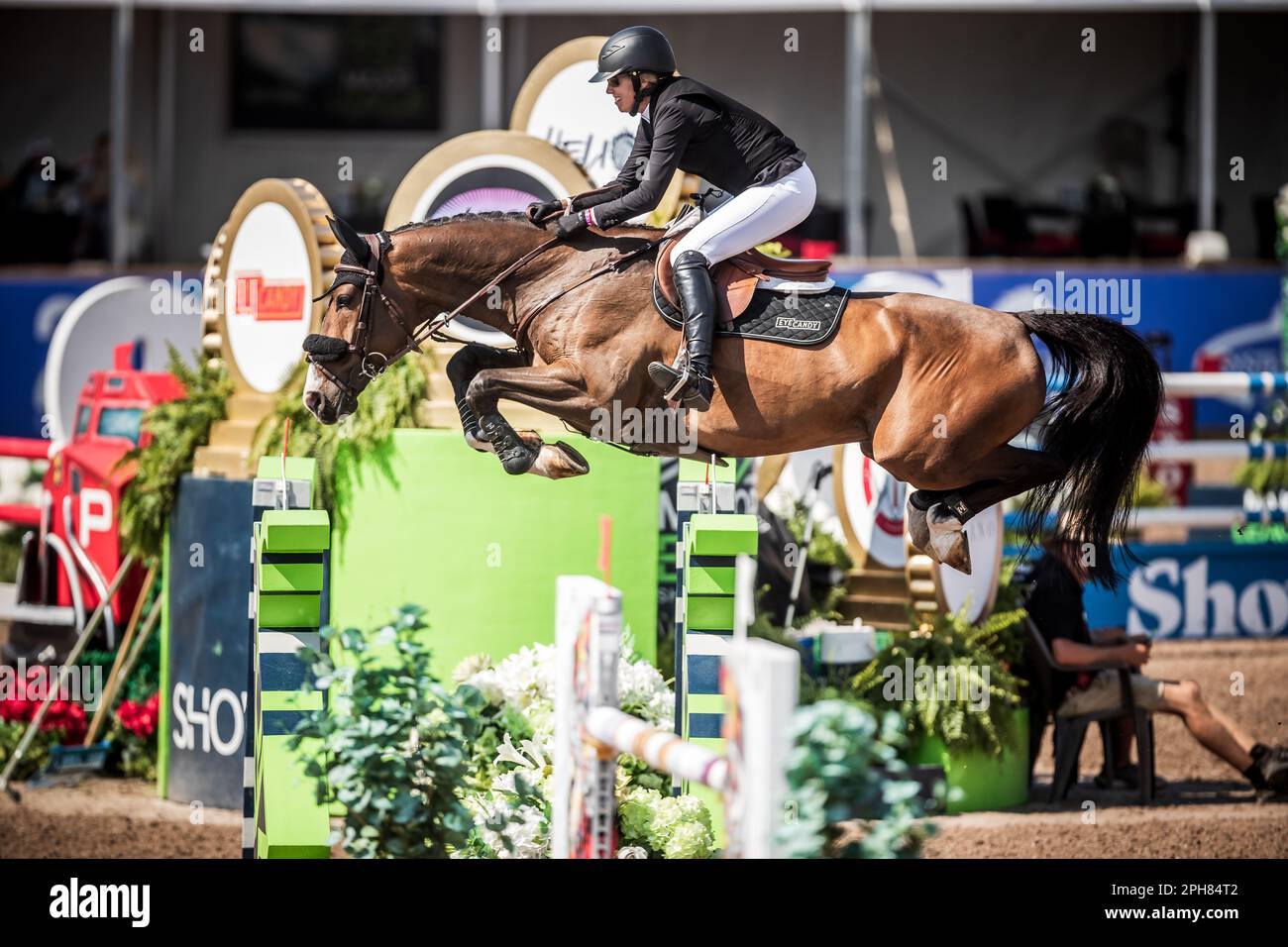 Amy Millar from Canada competes in the Major League Show Jumping Tour ...