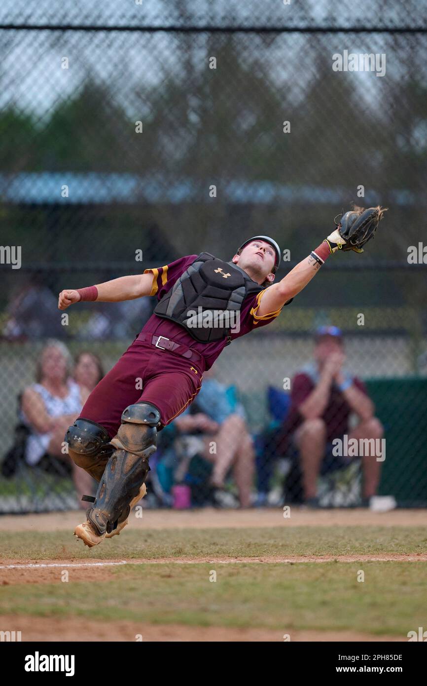 Minnesota Morris Cougars catcher Keegan Jonas (10) catches a popup ...