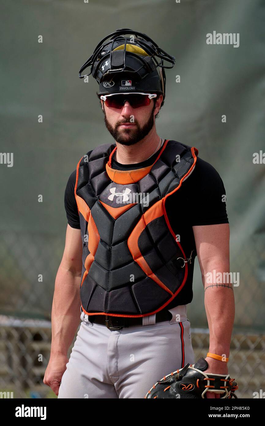 Baltimore Orioles catcher Connor Pavolony (44) during practice on March ...