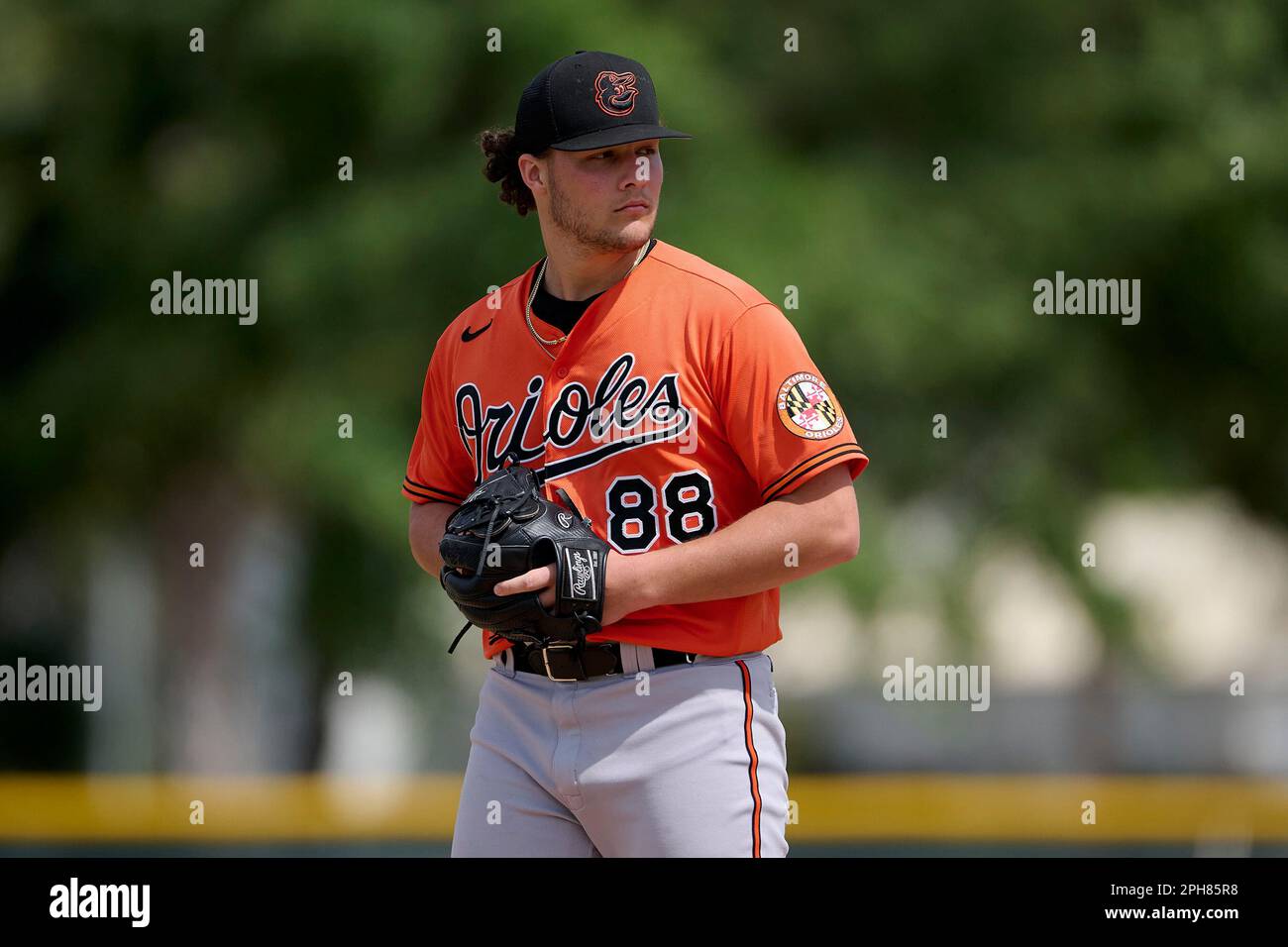 Baltimore Orioles pitcher Reese Sharp (88) during practice on March 18 ...