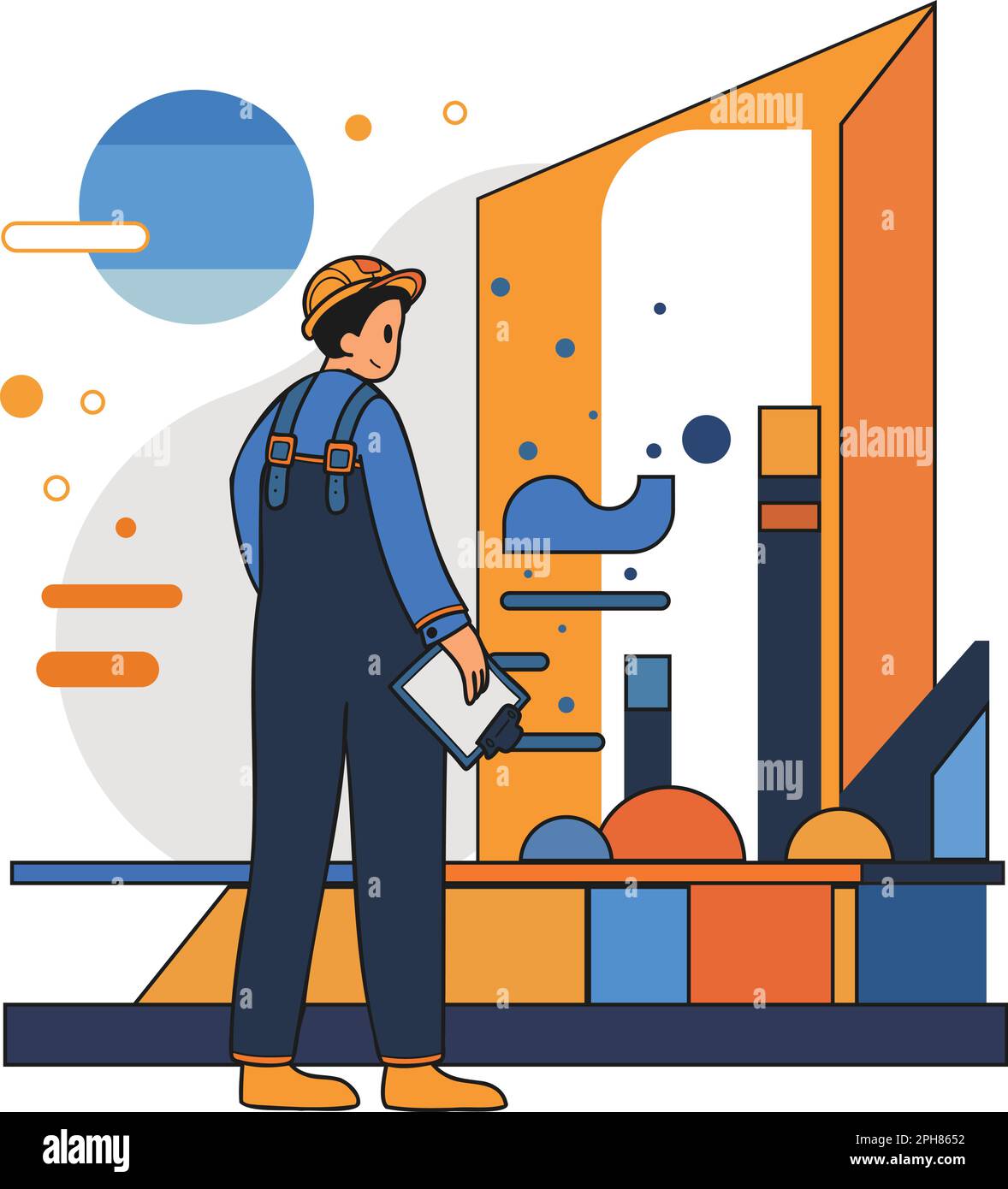 Architect conducting research and analysis illustration in doodle style ...