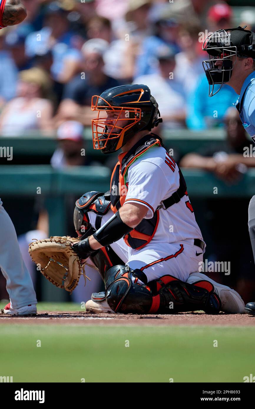 Baltimore Orioles catcher Maverick Handley (99) during a spring ...