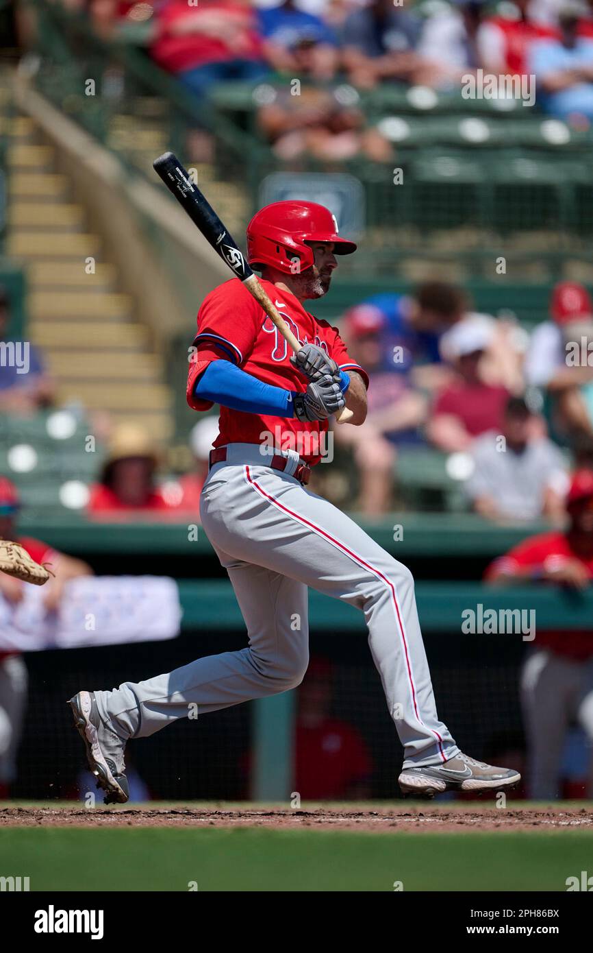 Philadelphia Phillies Jake Cave (44) bats during a spring training ...