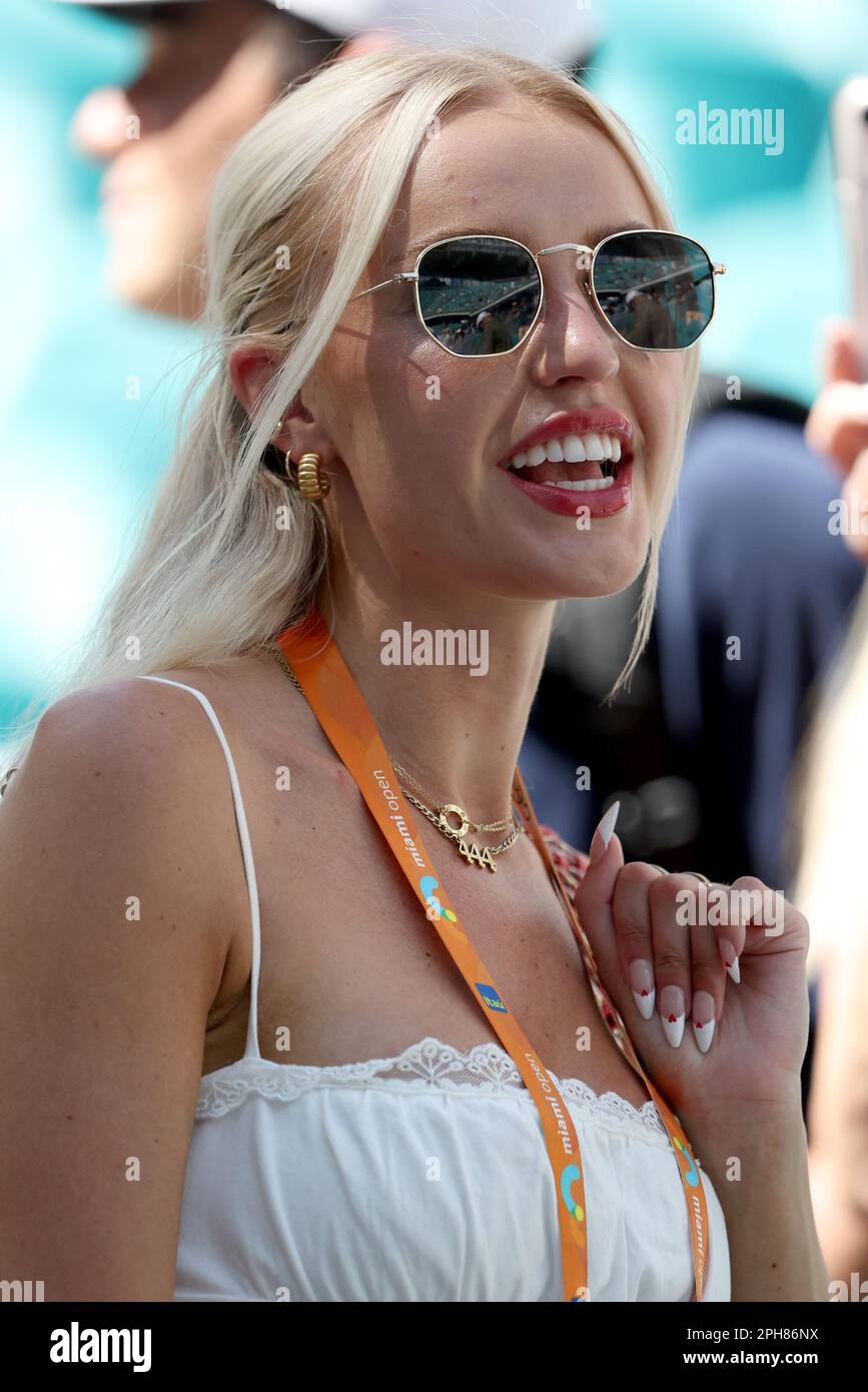 MIAMI GARDENS, FLORIDA - MARCH 26: Morgan Riddle Kimm watches boyfriend ...