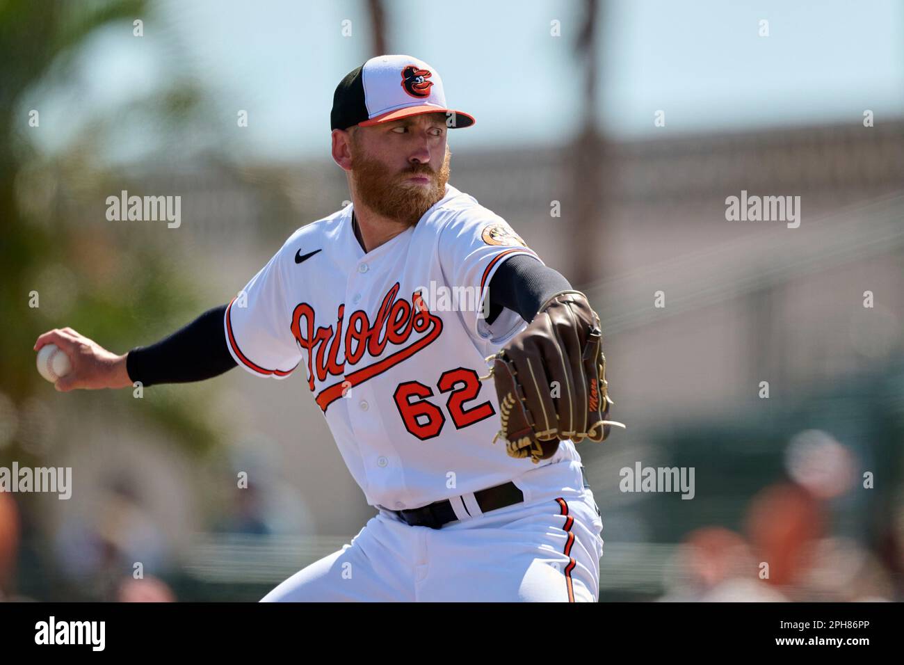 Baltimore Orioles pitcher Reed Garrett (62) during a spring training ...