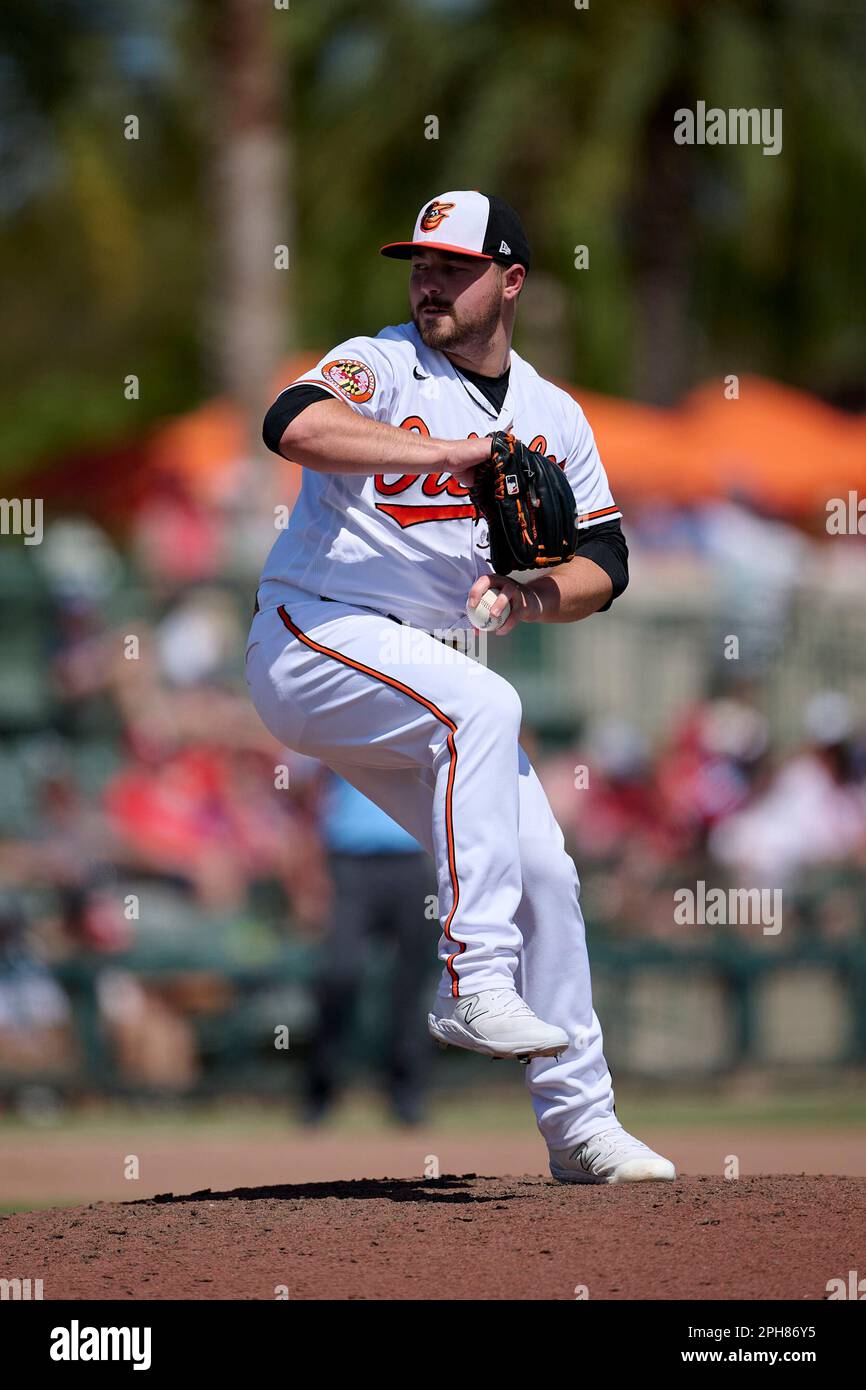 Baltimore Orioles pitcher Keegan Akin (45) during a spring training ...