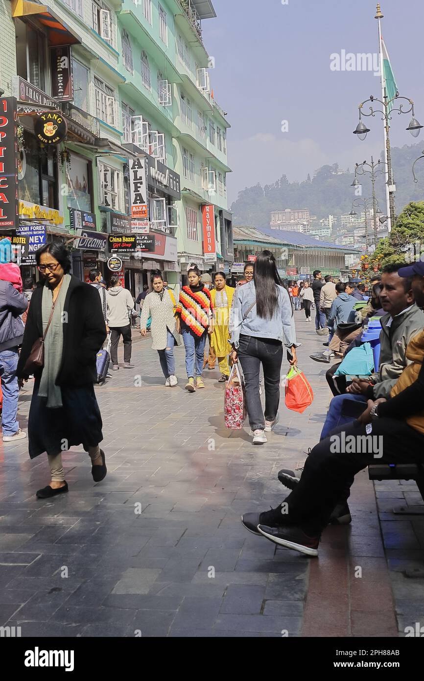 Gangtok, Sikkim, India - 14th November 2022: Busy and crowded MG Marg ...