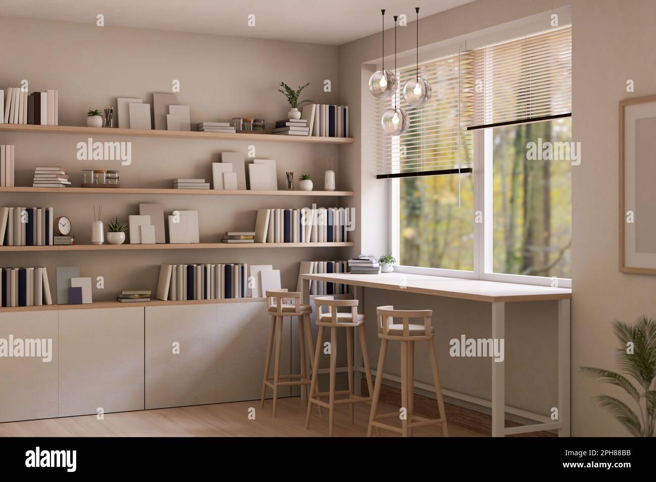 Beautiful minimal contemporary working room interior design with ...