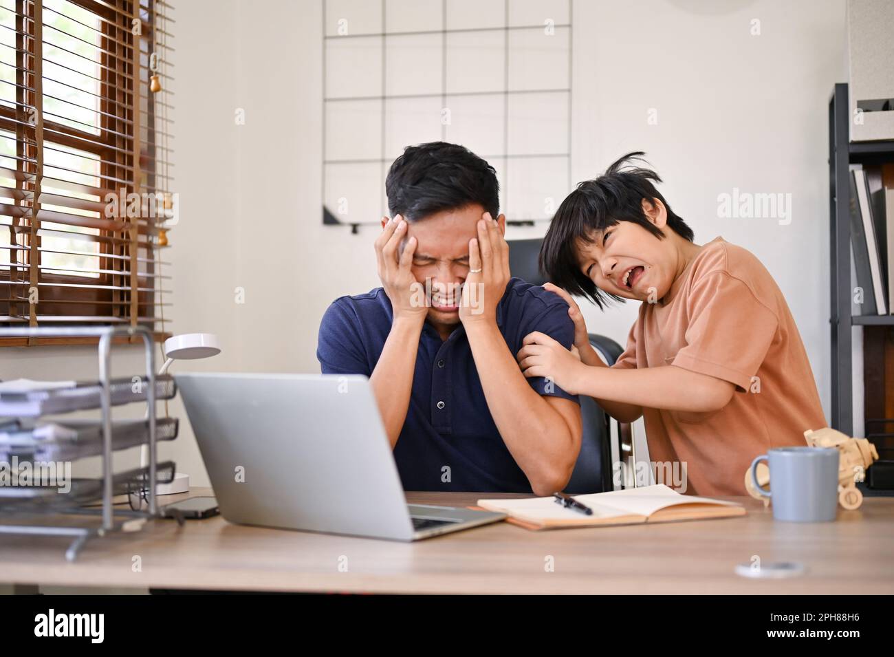 Furious, unhappy, and emotionally unavailable Asian dad is tired up ...