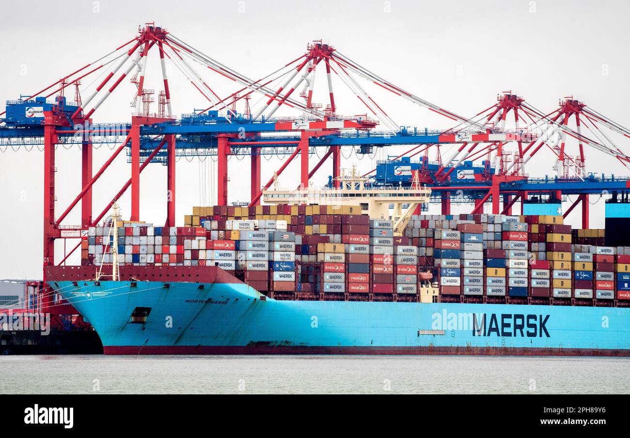 Wilhelmshaven, Germany. 20th Mar, 2023. The container ship "Morten ...