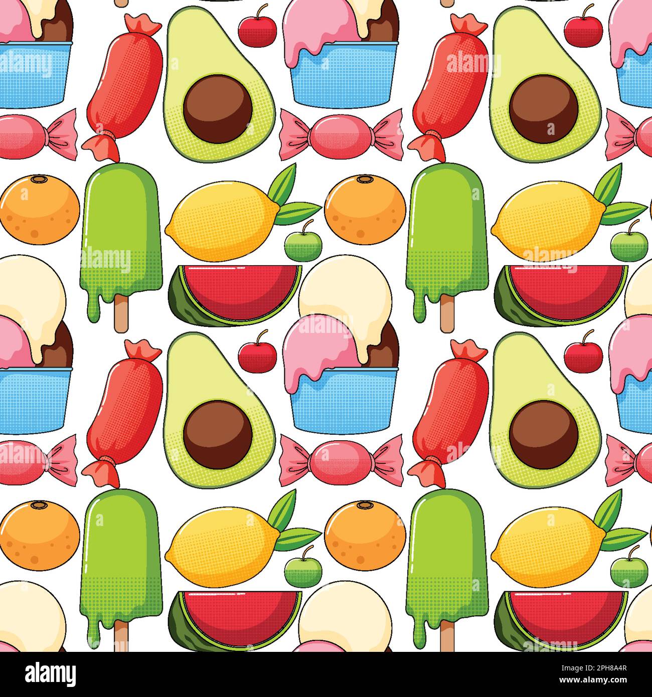 Colorful Sweet Food Seamless Pattern illustration Stock Vector Image ...