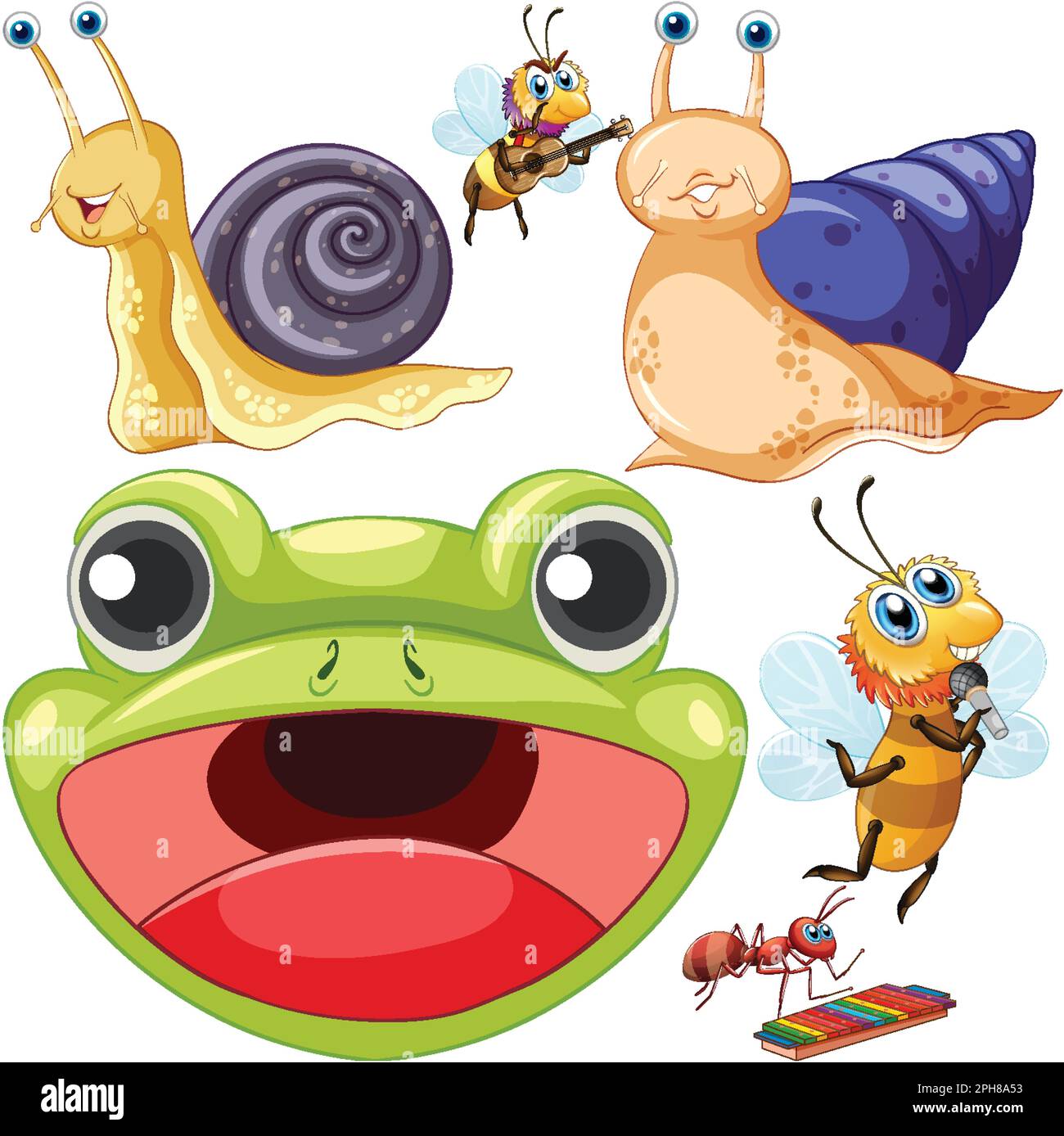 A frog with various insects set illustration Stock Vector Image & Art ...