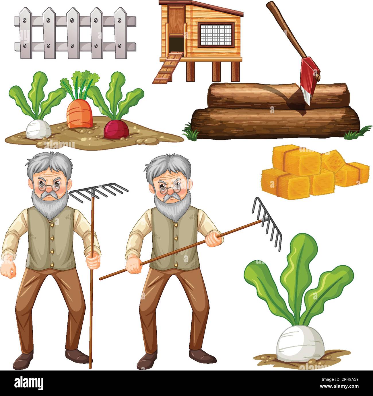Farm Objects and Elements Vector Set illustration Stock Vector Image ...