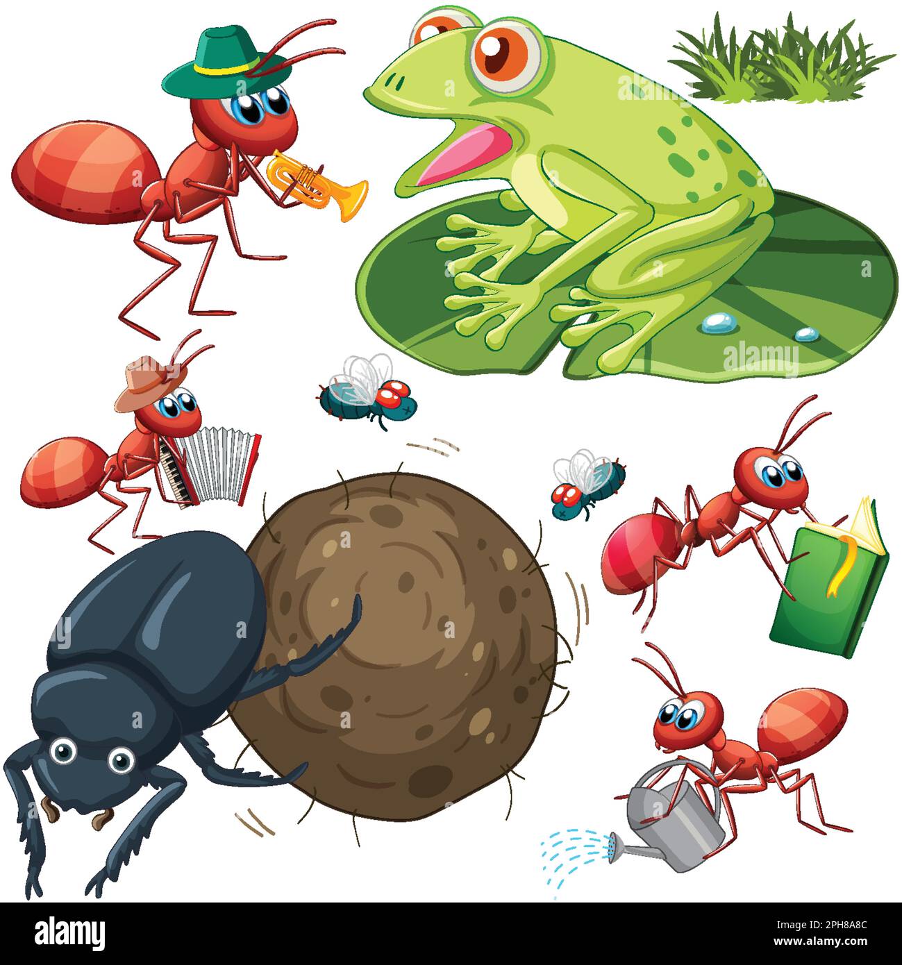 A frog with various insects set illustration Stock Vector Image & Art ...
