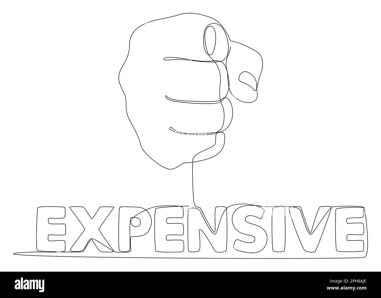 One Continuous Line Of Hand With Expensive Word Thin Line Illustration Vector Concept Contour