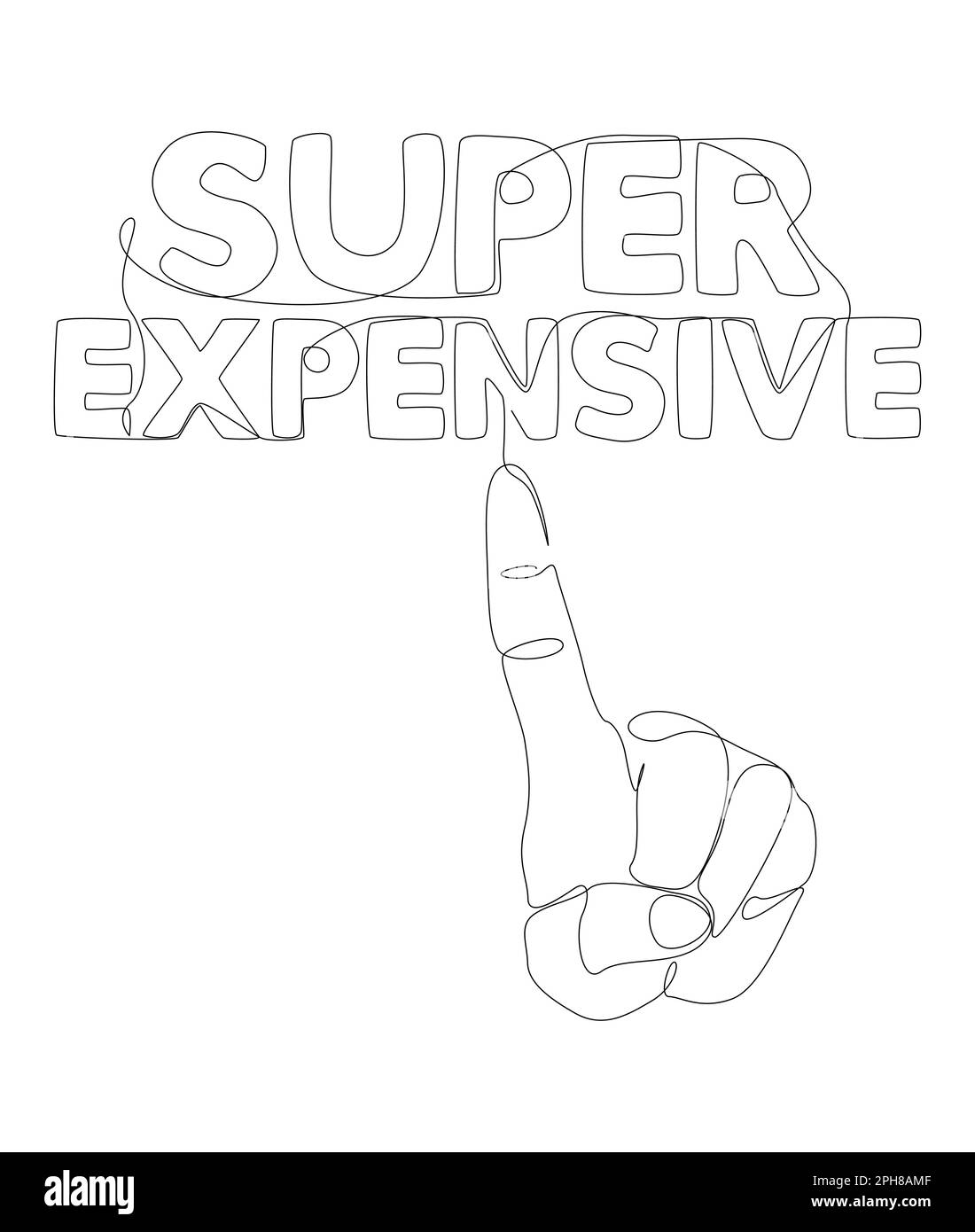 One Continuous Line Of Hand With Super Expensive Word Thin Line