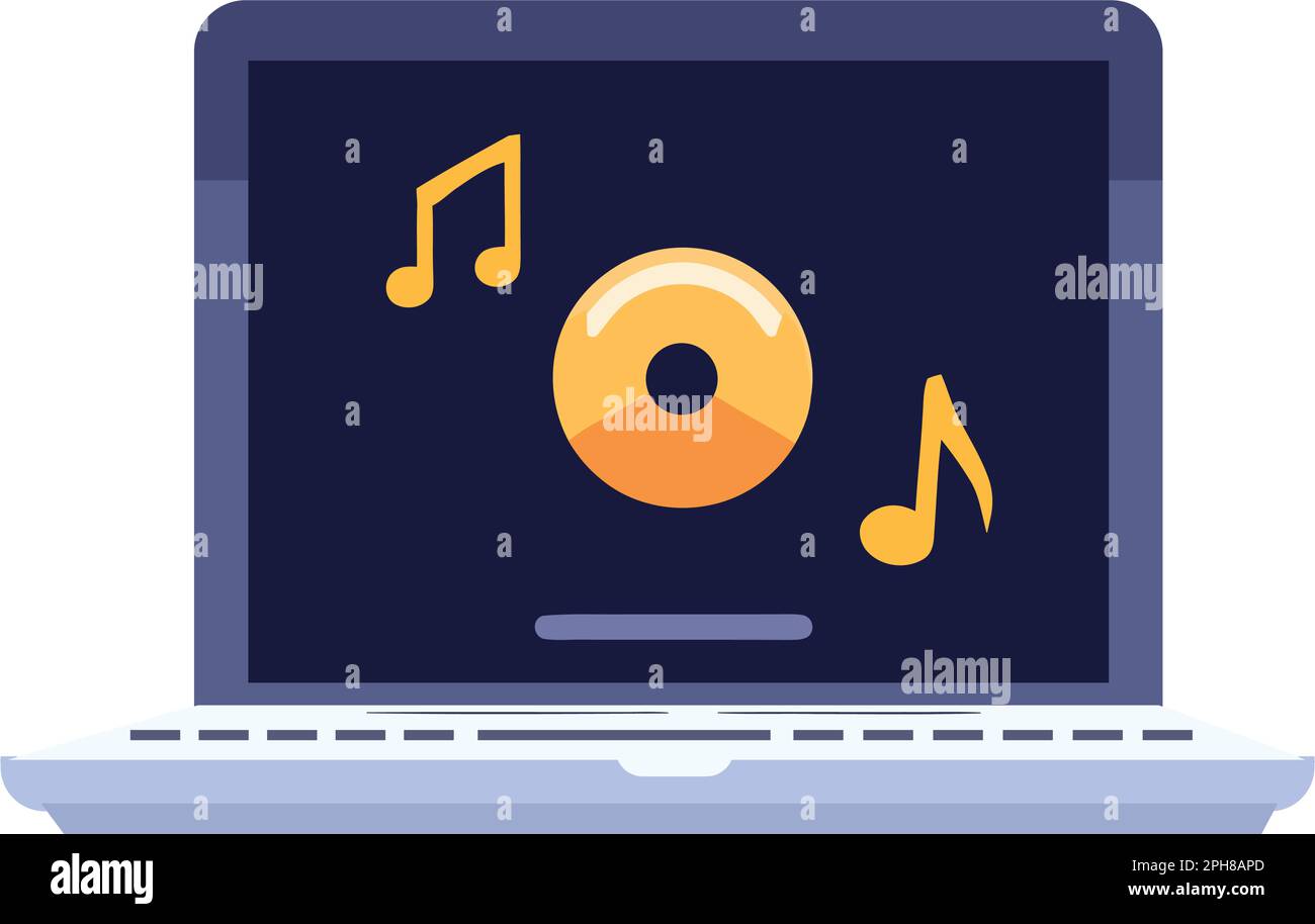 laptop with music icons Stock Vector Image & Art - Alamy