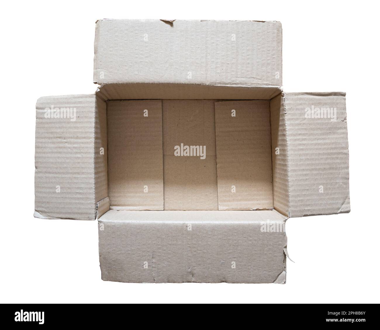 Opened cardboard box on white background with clipping path Stock Photo ...