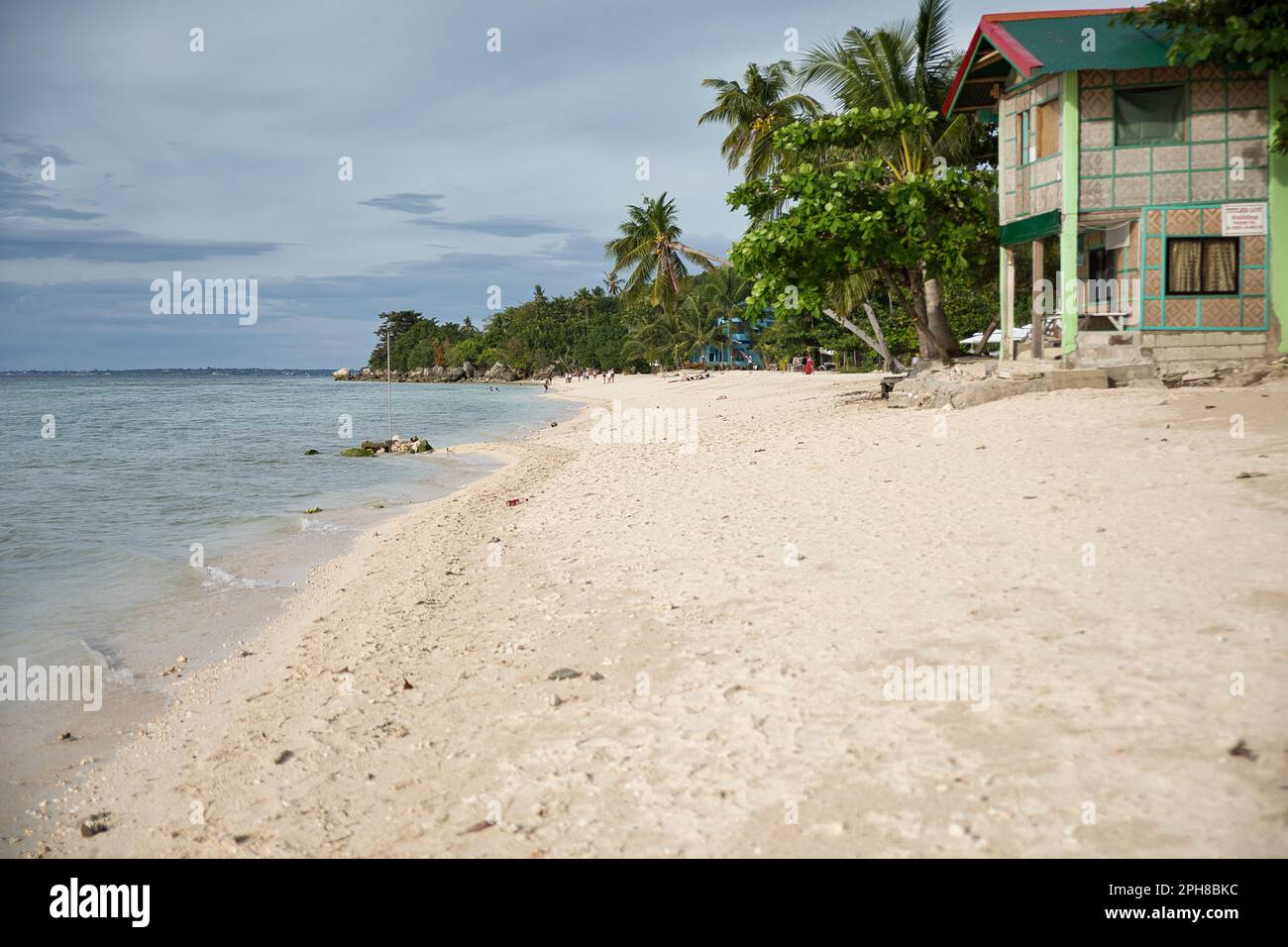 Dreamlike idyllic beach of Moalboal, Cebu in the Philippines with palm ...