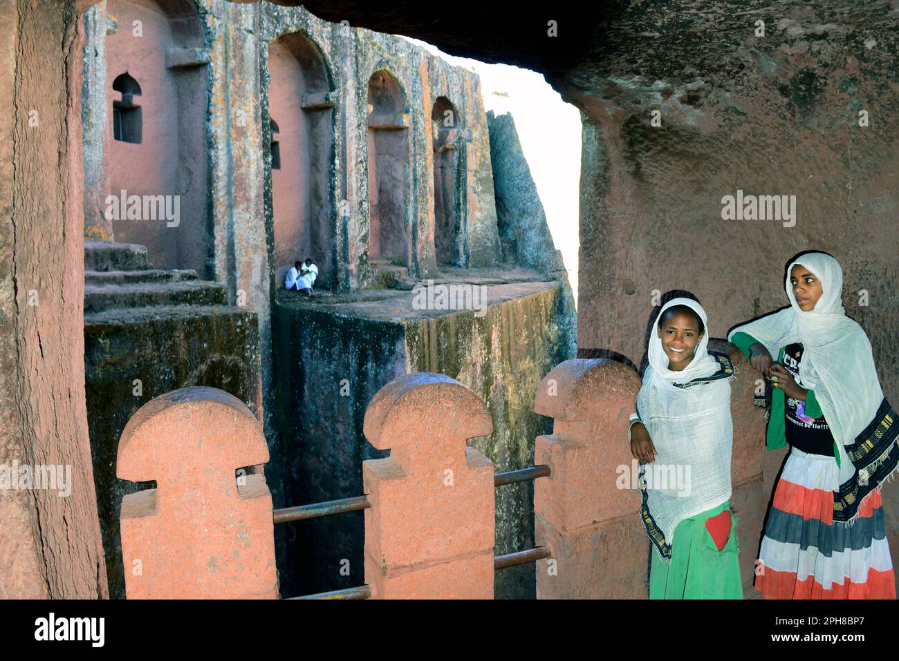 Young Ethiopian pilgrims visiting the rock-hewn monolithic churches of ...