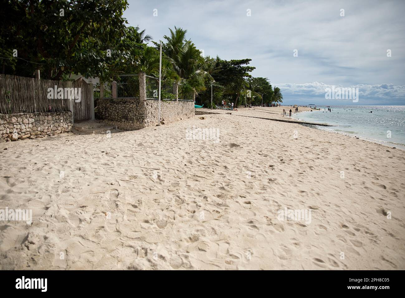 Dreamlike idyllic beach of Moalboal, Cebu in the Philippines with palm ...